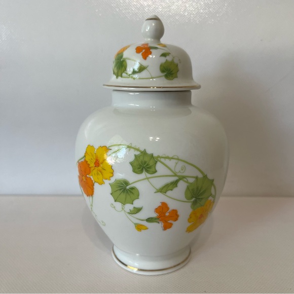Vintage | Accents | Vintage Orange Green Floral Ginger Jar | Poshmark